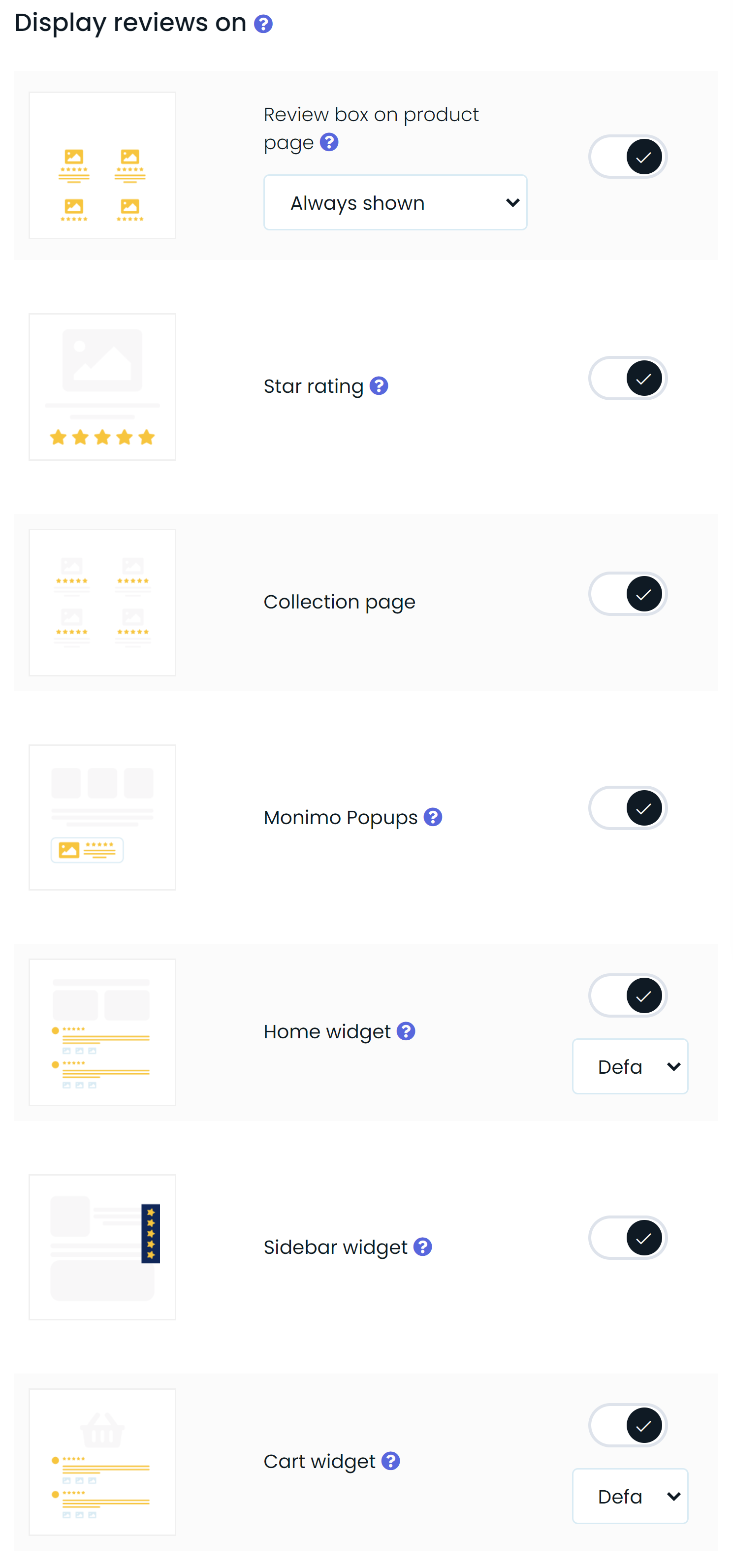 Displaying reviews – Monimo reviews app