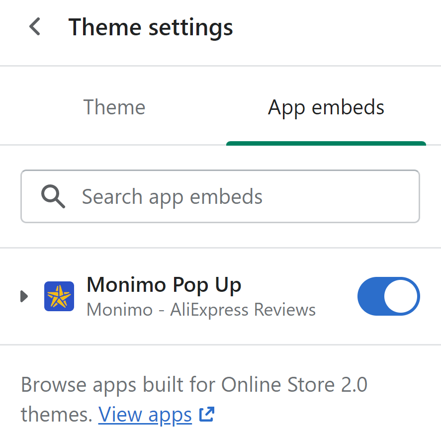 How to display Monimo popups in Online Store 2.0 – Monimo reviews app